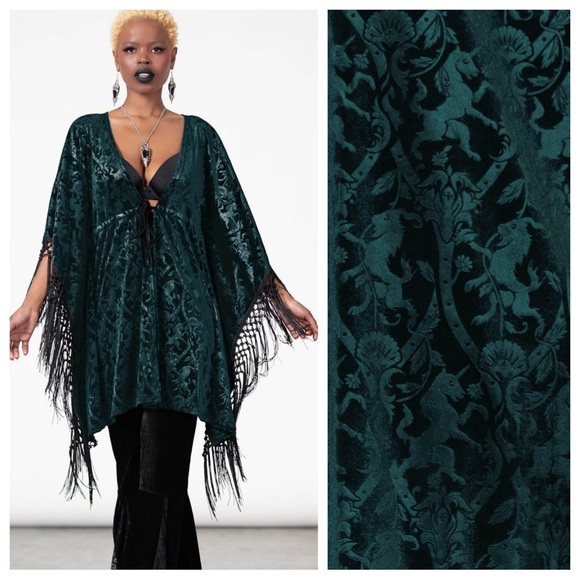 Killstar | Jackets & Coats | Killstar Mythic Mind Velvet Burnout Fringe ...